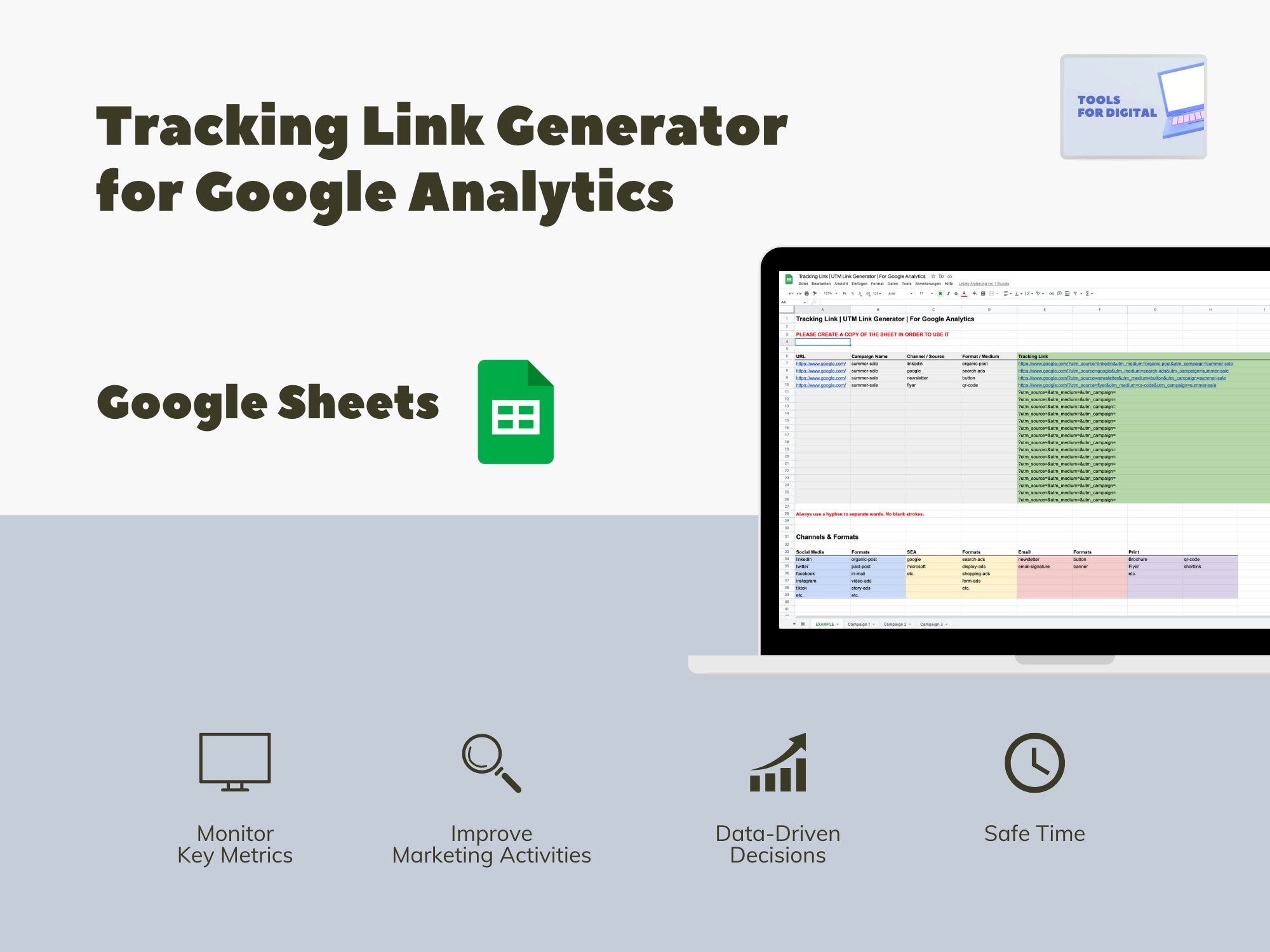Tracking Links for Google Analytics UTM Link Generator in Google Sheet ...