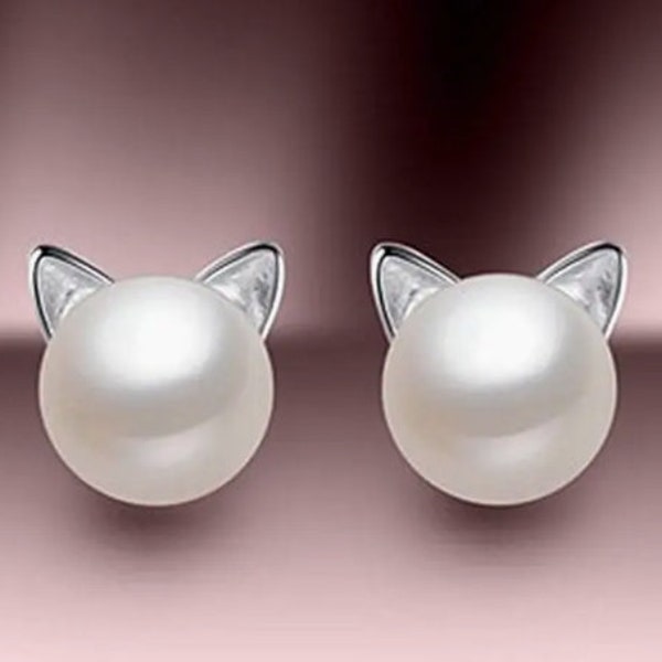 Cat Pearl Earrings - Etsy