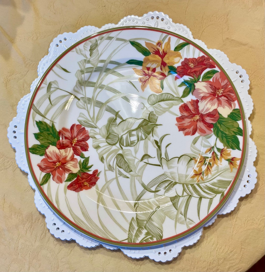 Waverly Garden Room Paradise Island Pattern Dinner Plates Set of 4 ...