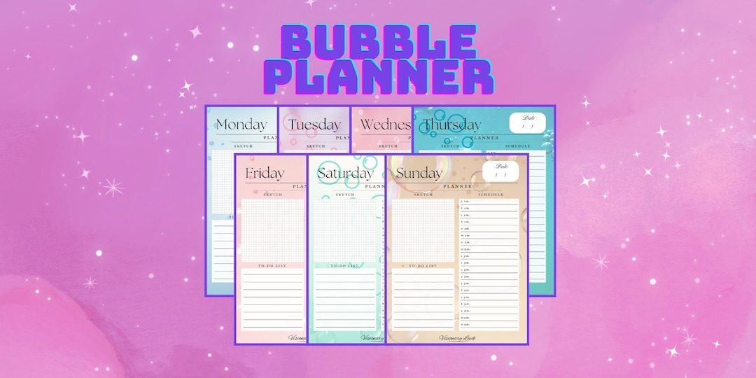 Weekly Planner bubble Printable Weekly Planner Reusable & Eco-friendly ...