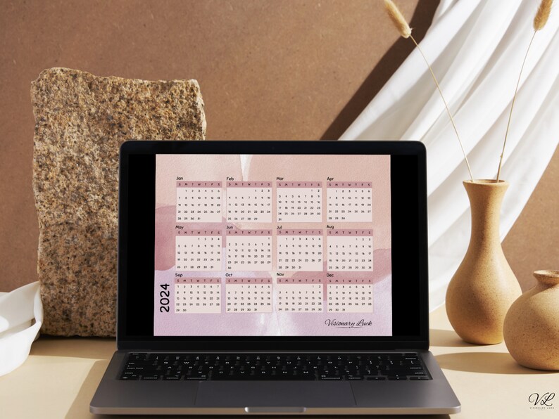 2024 Full Year Calendar tan Printable & Digital Product User Friendly ...