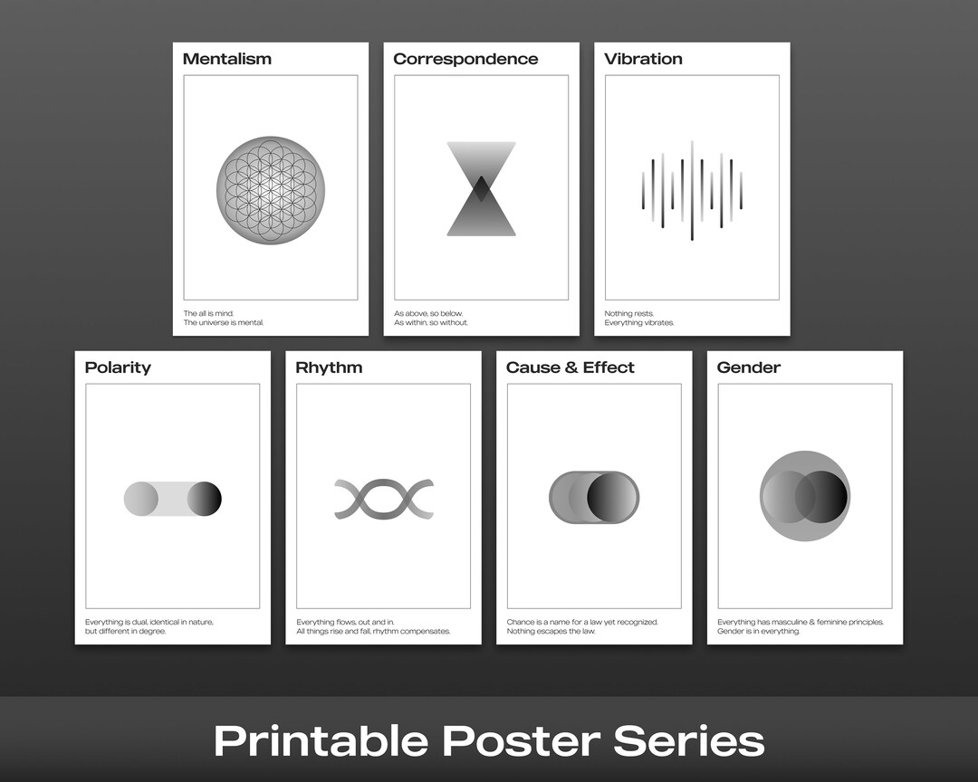 7 Hermetic Principles - Minimalist Printable Wall Poster Series - 7 ...