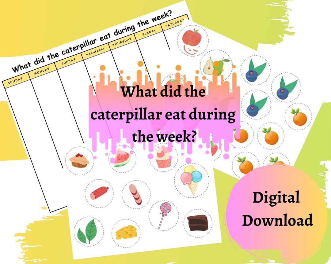 Days of the Week Worksheet, A Very Hungry Caterpillar, Book Activity ...