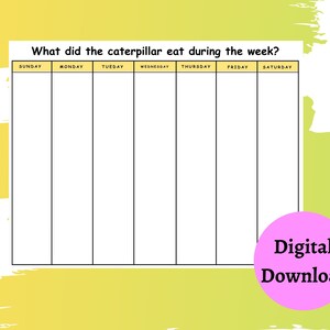 Days of the Week Worksheet, A Very Hungry Caterpillar, Book Activity ...
