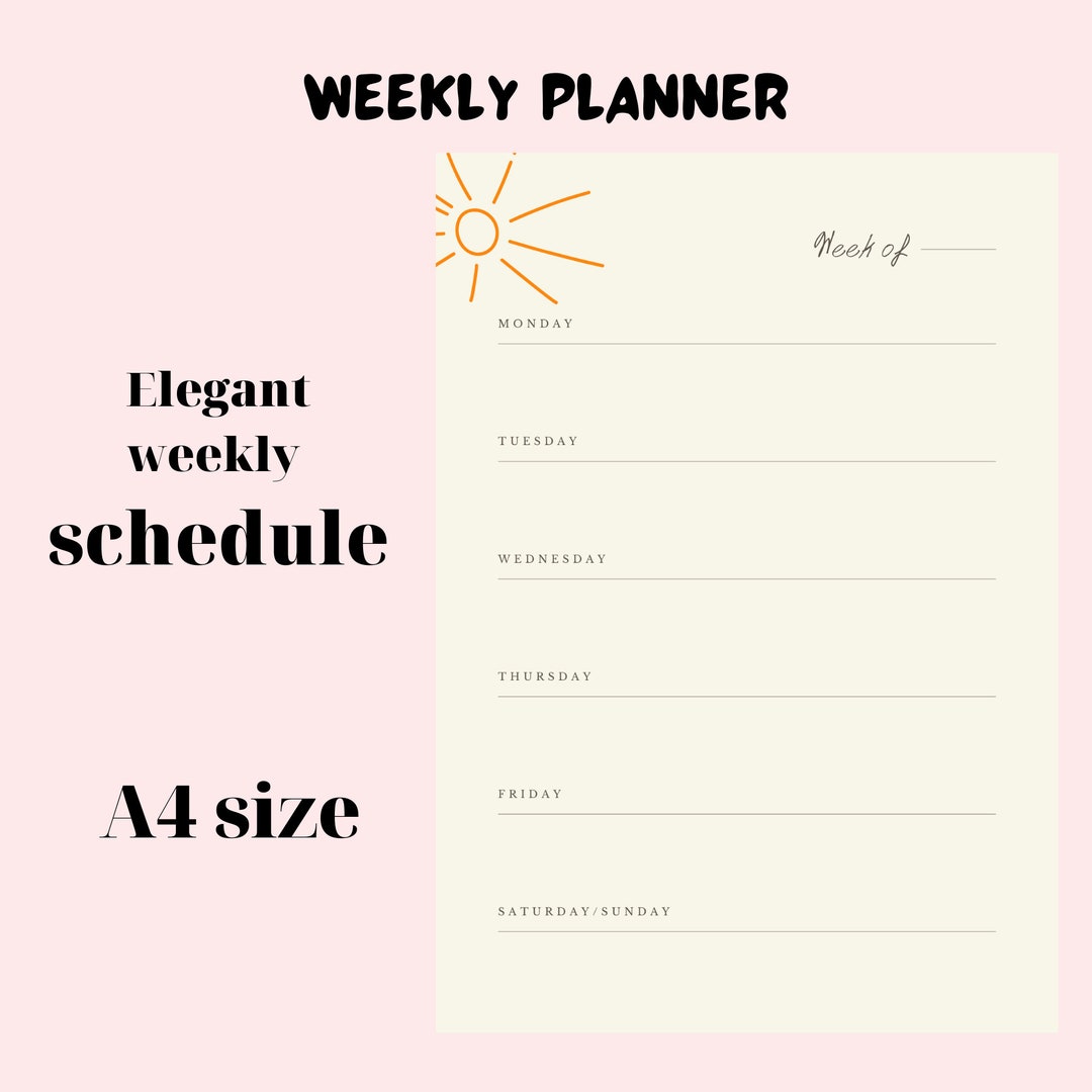 Elegant Weekly Planner Printable: Minimalist A4 Schedule (PDF) - Etsy