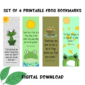 Frog Printable Bookmark | Frog Art | Cute Bookmark | Set of 4 Printable ...