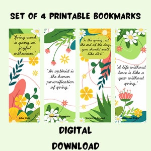 Spring Quotes Printable Bookmarks: Floral Book Lover Gift (PDF) - Etsy
