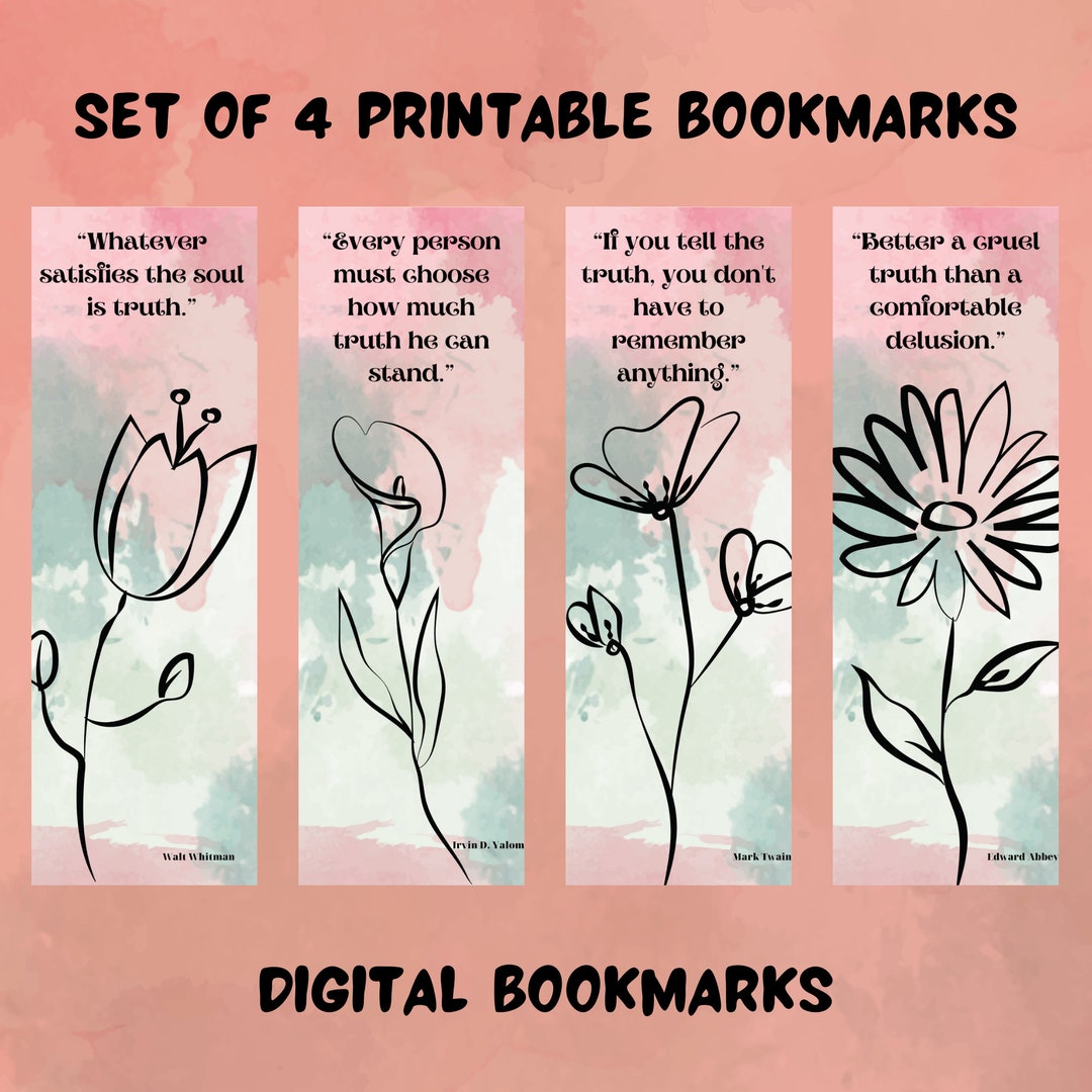 Printable Bookmarks | Set of 4 Printable Bookmarks |truth Quotes | Book ...