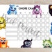 Monster Chore Chart 1 Kids Printable Chore Chart Letter and A4 - Etsy