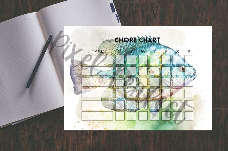 Crappie Chore Chart Kids Printable Chore Chart Letter and A4 - Etsy