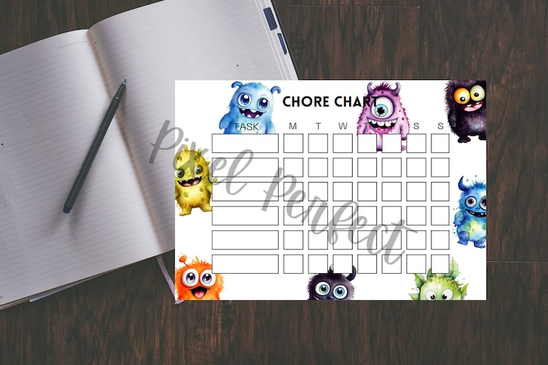 Monster Chore Chart 1 Kids Printable Chore Chart Letter and A4 - Etsy