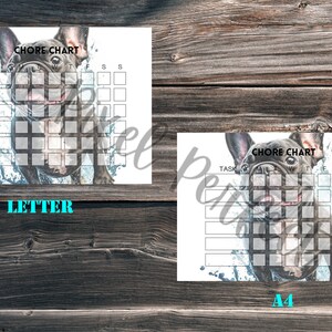 Frenchie Chore Chart Kids Printable Chore Chart Letter and A4 - Etsy