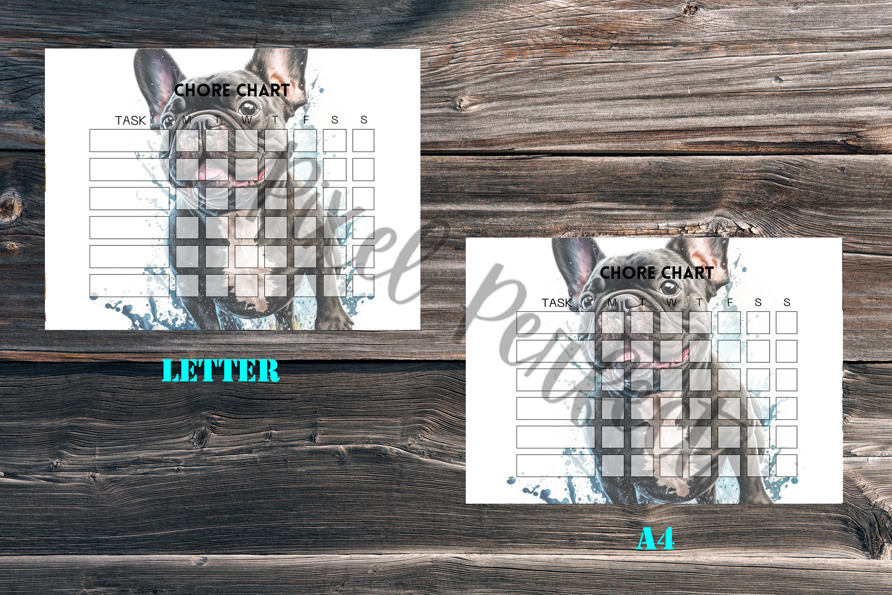Frenchie Chore Chart Kids Printable Chore Chart Letter and A4 - Etsy