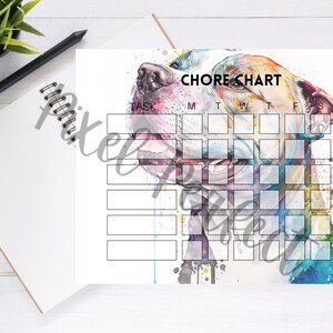 Pitbull Chore Chart Kids Printable Chore Chart Letter and A4 - Etsy