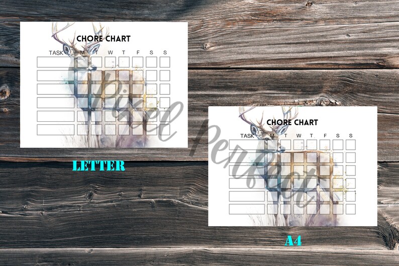 Whitetail Deer Chore Chart Kids Printable Chore Chart Letter and A4 - Etsy
