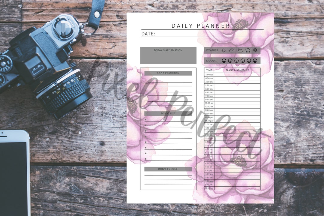 Peony Daily and Weekly Printable Planner Page Bundle Letter A4 - Etsy