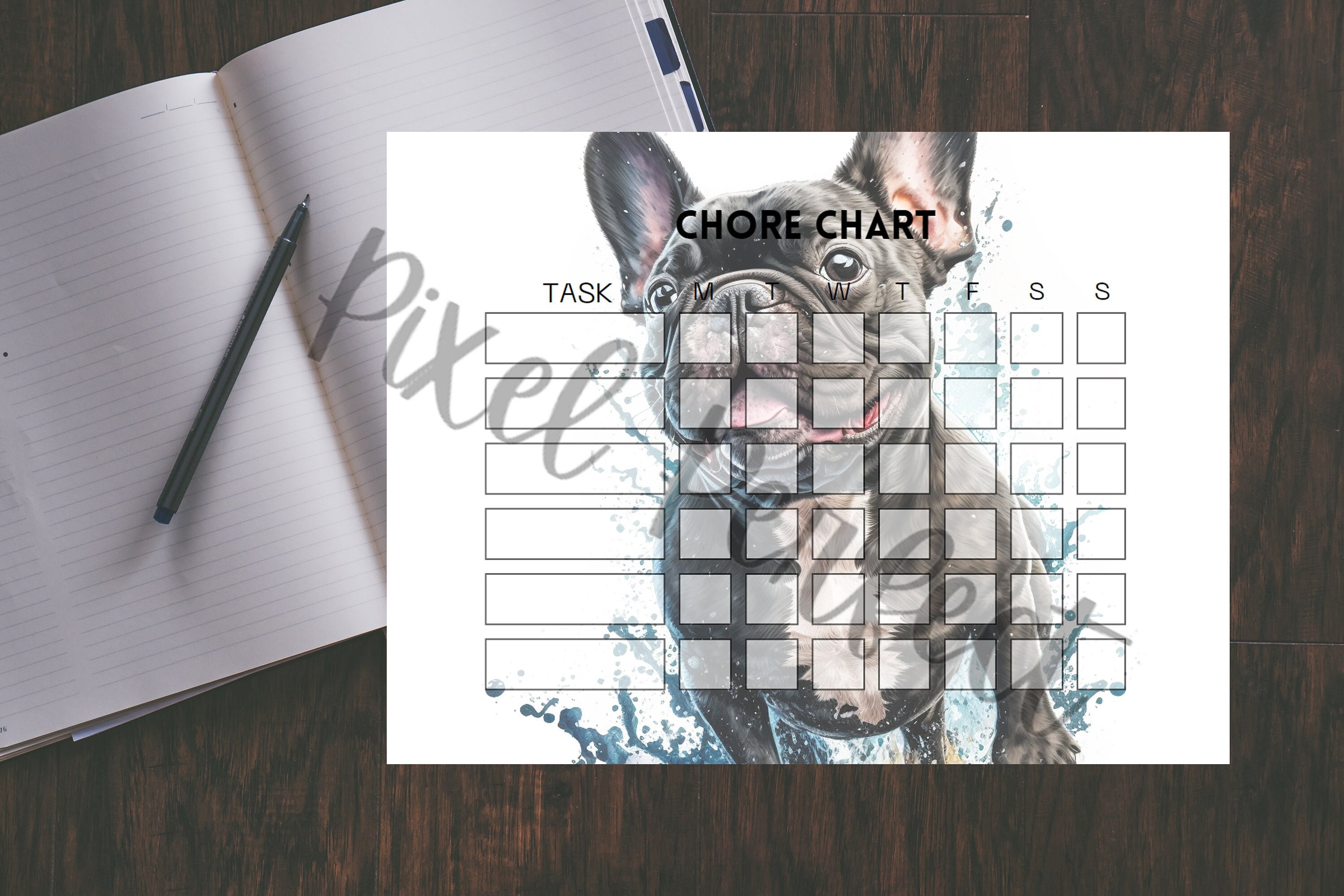 Frenchie Chore Chart Kids Printable Chore Chart Letter and A4 - Etsy