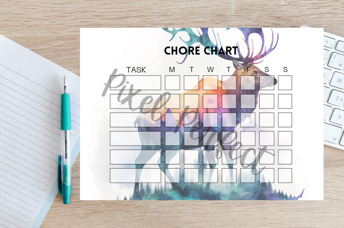 Elk Chore Chart Kids Printable Chore Chart Letter and A4 - Etsy