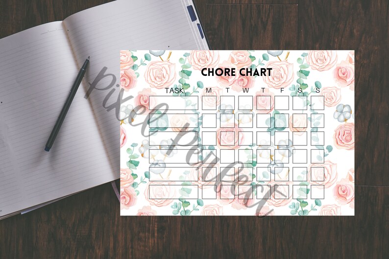 Rose and Eucalyptus Chore Chart Kids Printable Chore Chart Letter and ...