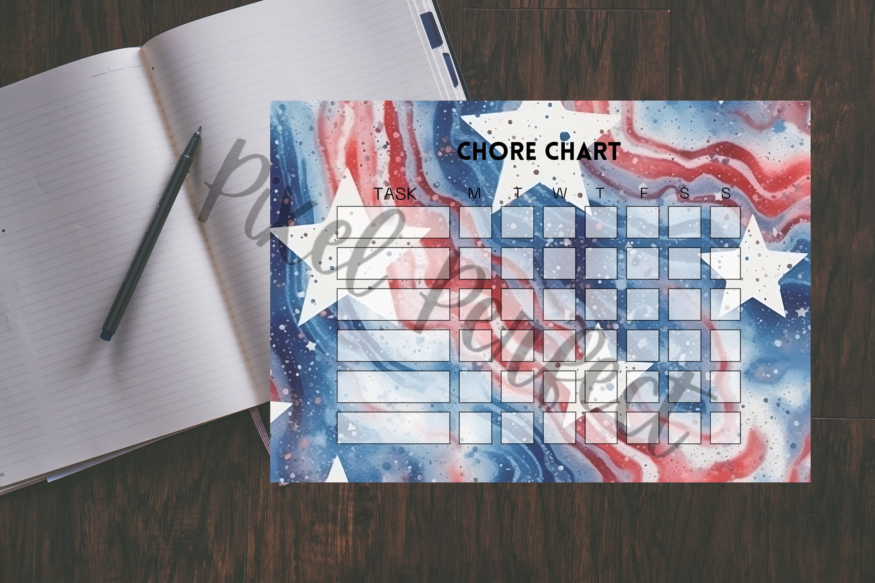 Red, White, and Blue Chore Chart Kids Printable Chore Chart Letter and ...