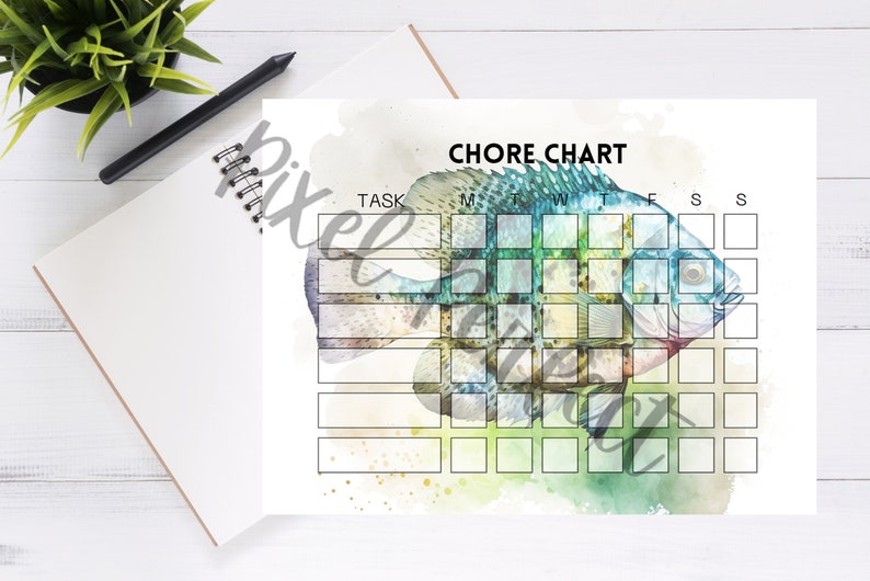 Crappie Chore Chart Kids Printable Chore Chart Letter and A4 - Etsy