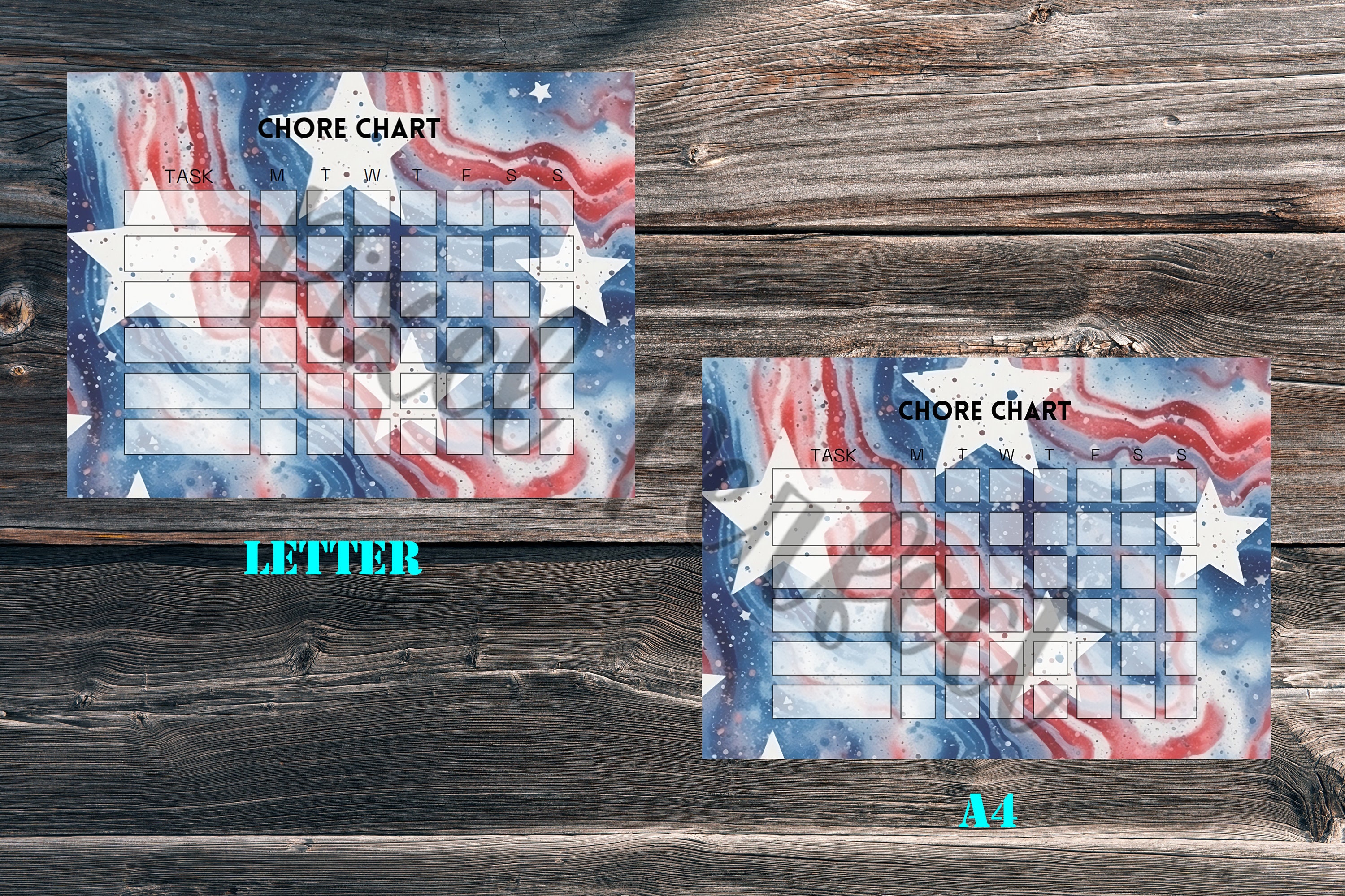 Red, White, and Blue Chore Chart Kids Printable Chore Chart Letter and ...