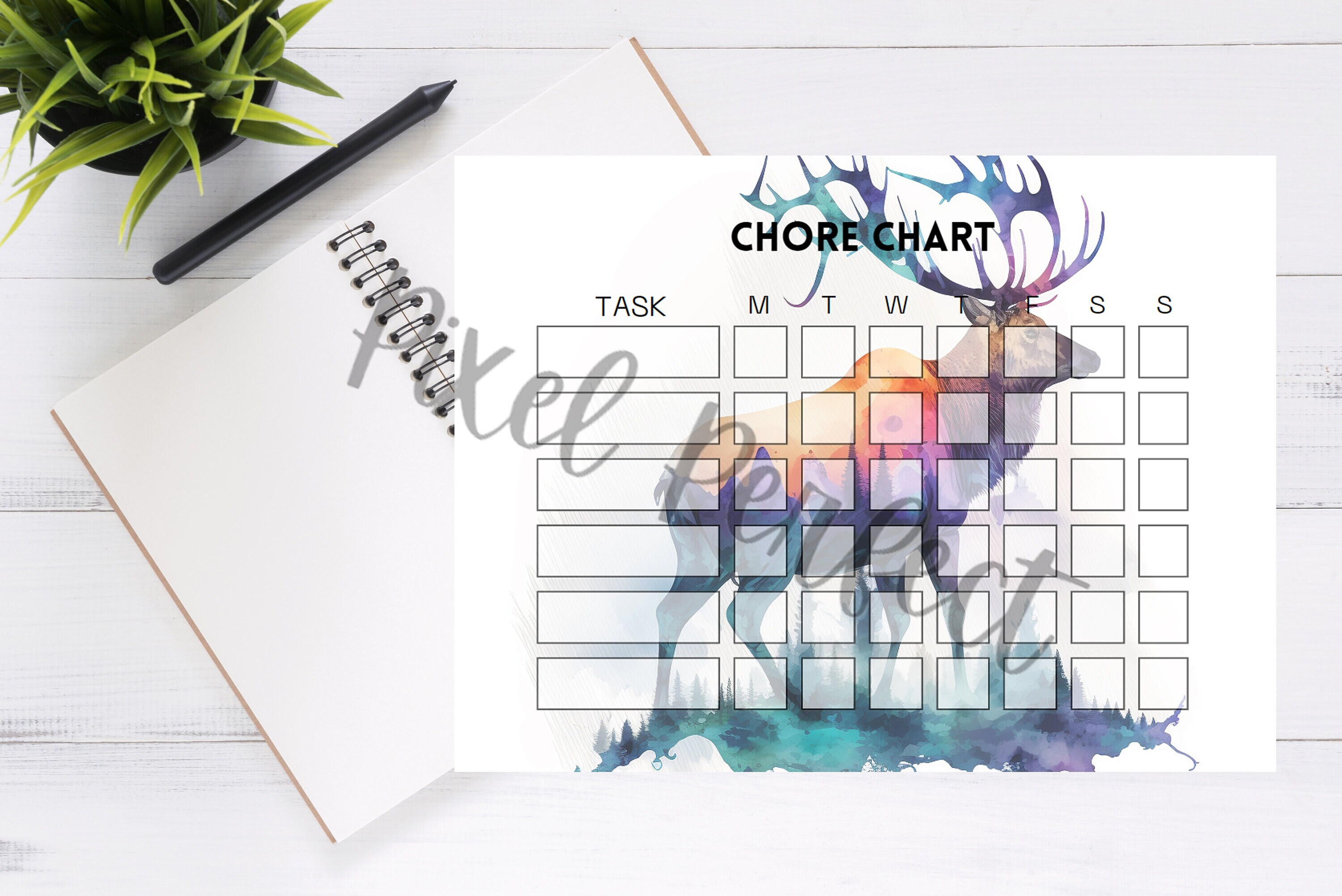 Elk Chore Chart Kids Printable Chore Chart Letter and A4 - Etsy