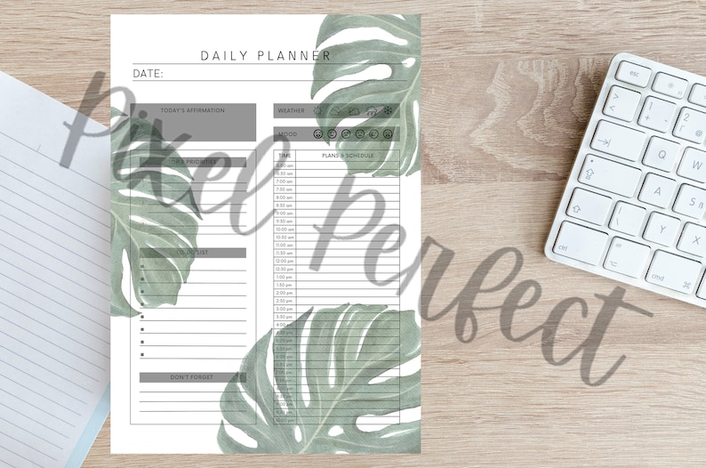 Monstera Printable Daily Planner Page Letter A4 - Etsy Australia