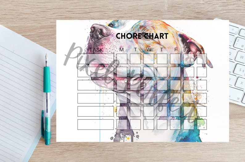 Pitbull Chore Chart Kids Printable Chore Chart Letter and A4 - Etsy