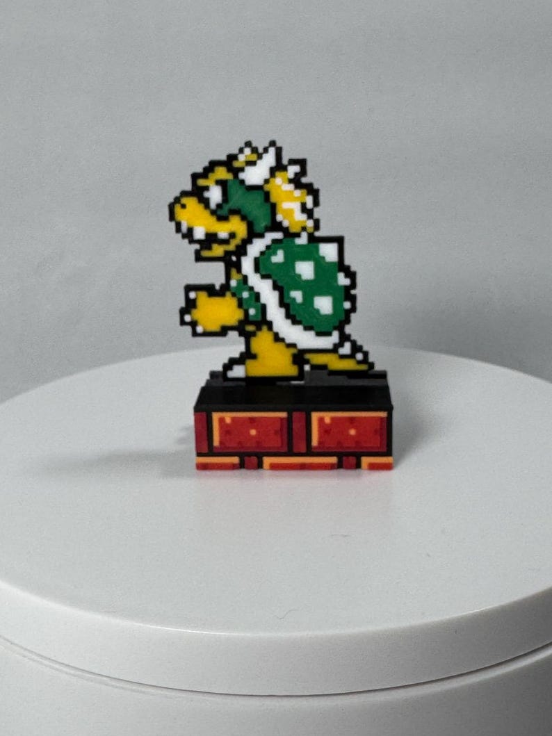 Bowser Pixel Art Figurine - Super Mario Bros 3 - Etsy