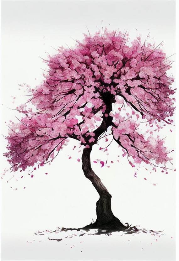 Red Cherry Blossom Tree Drawing