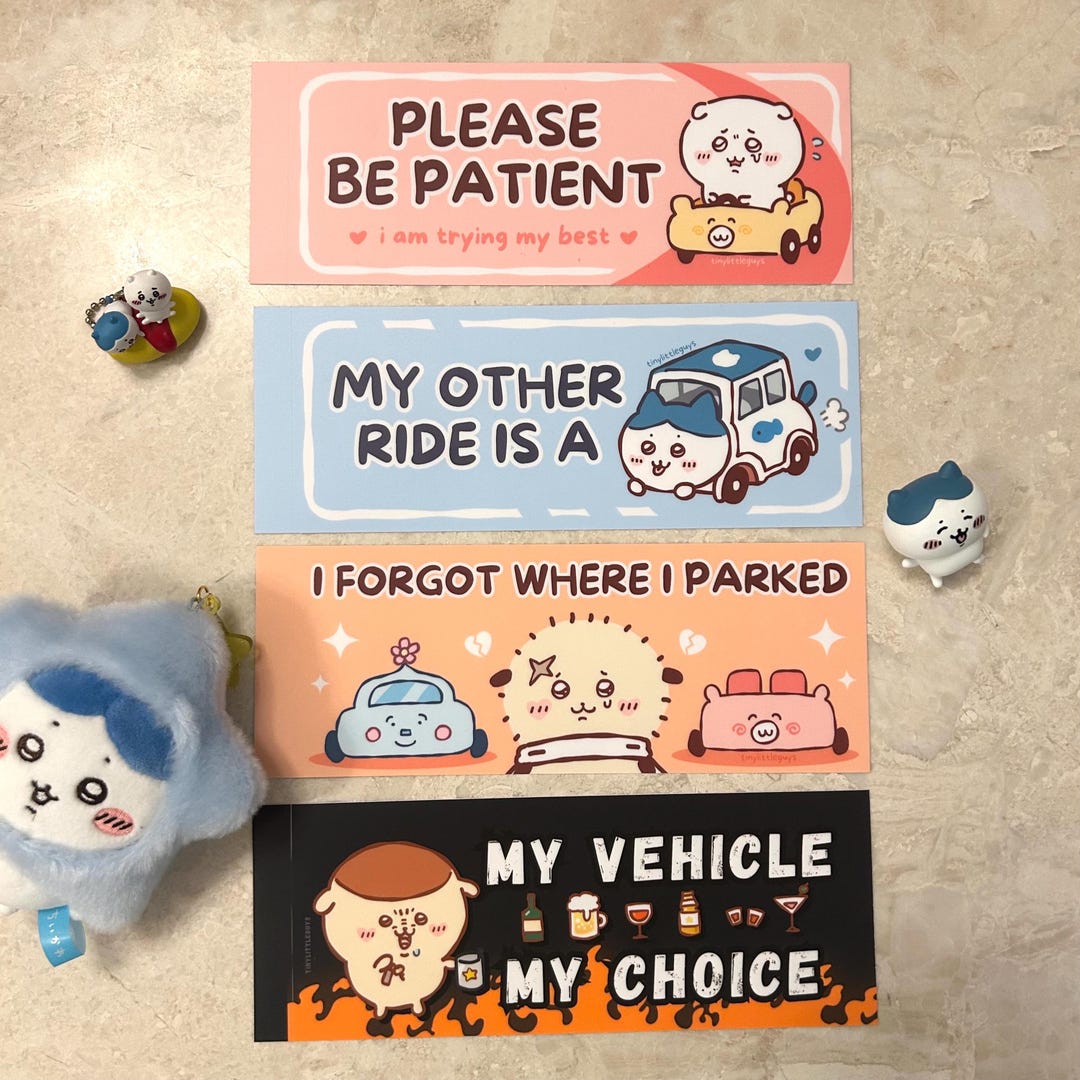 Chiikawa & Friends Car Bumper Stickers | UV Resist Weatherproof Vinyl ...