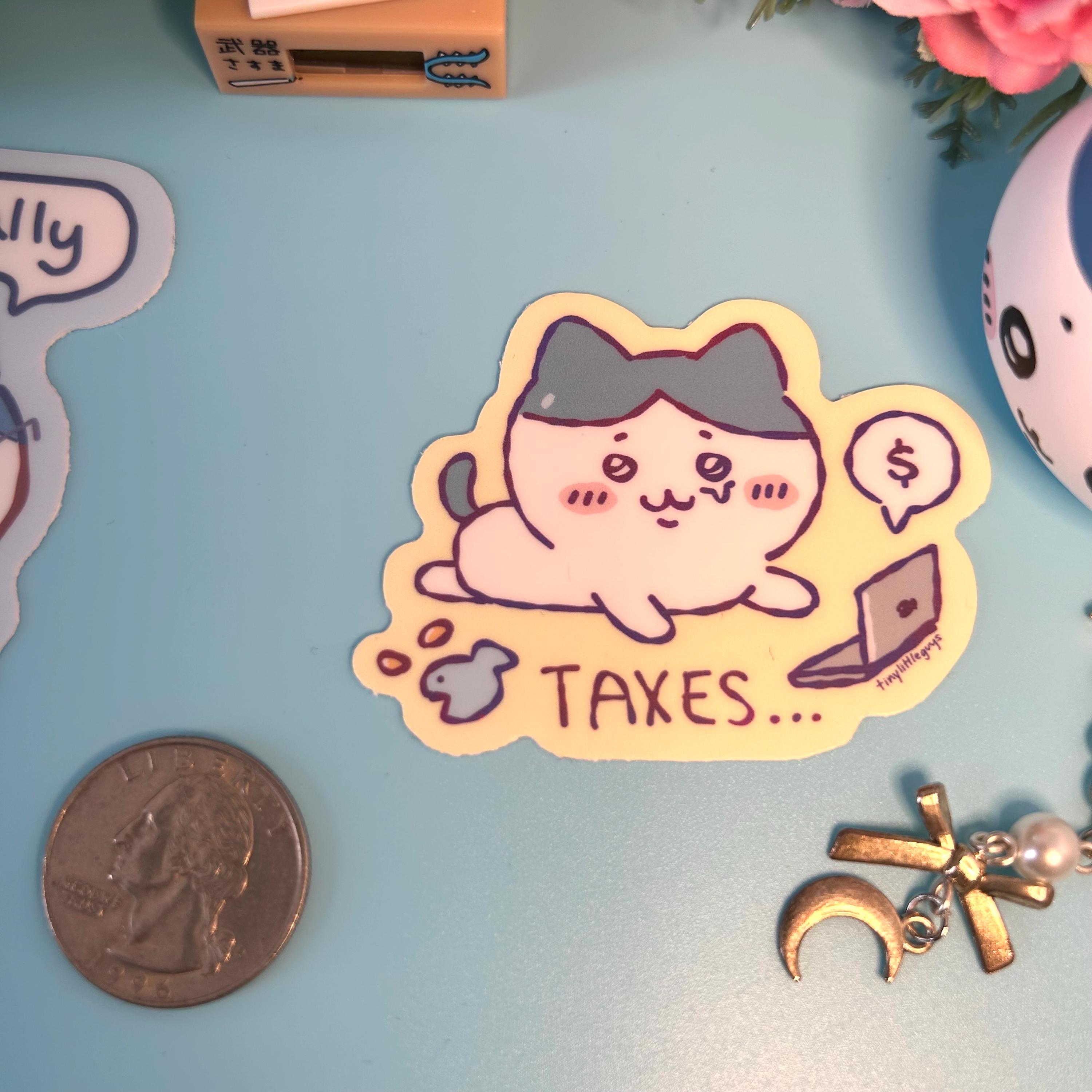 Hachiware Chiikawa Um Actually Taxes Vinyl Stickers - Etsy