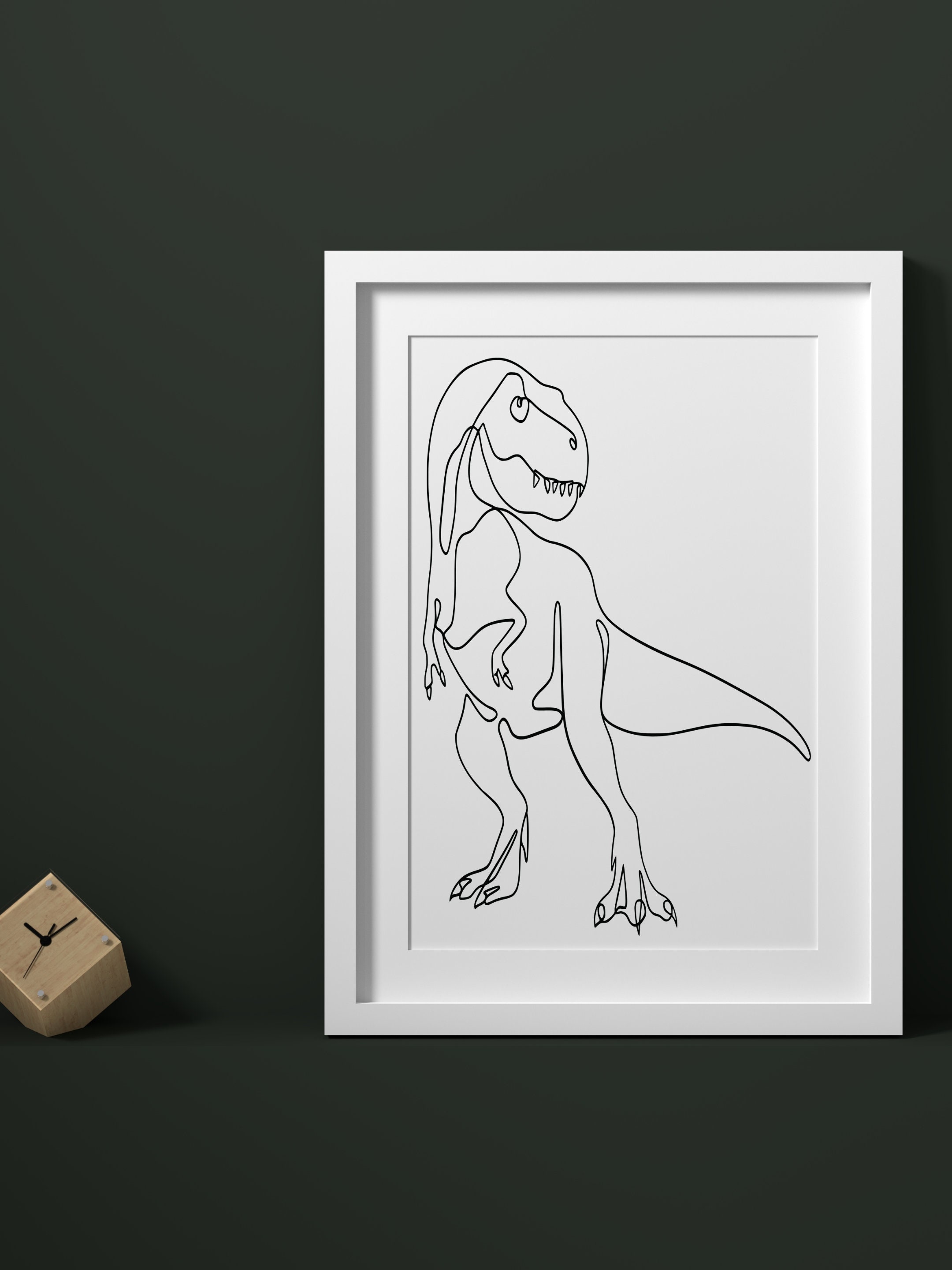 T-rex One Line Art, T-rex Single Line Art, Dinosaur Digital Wall Art ...