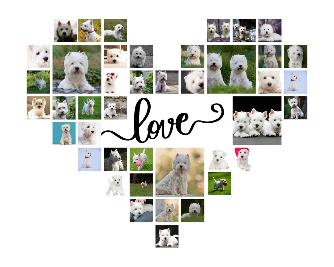 Editable Collage Picture Frame Template, 43 Picture Heart Collage ...