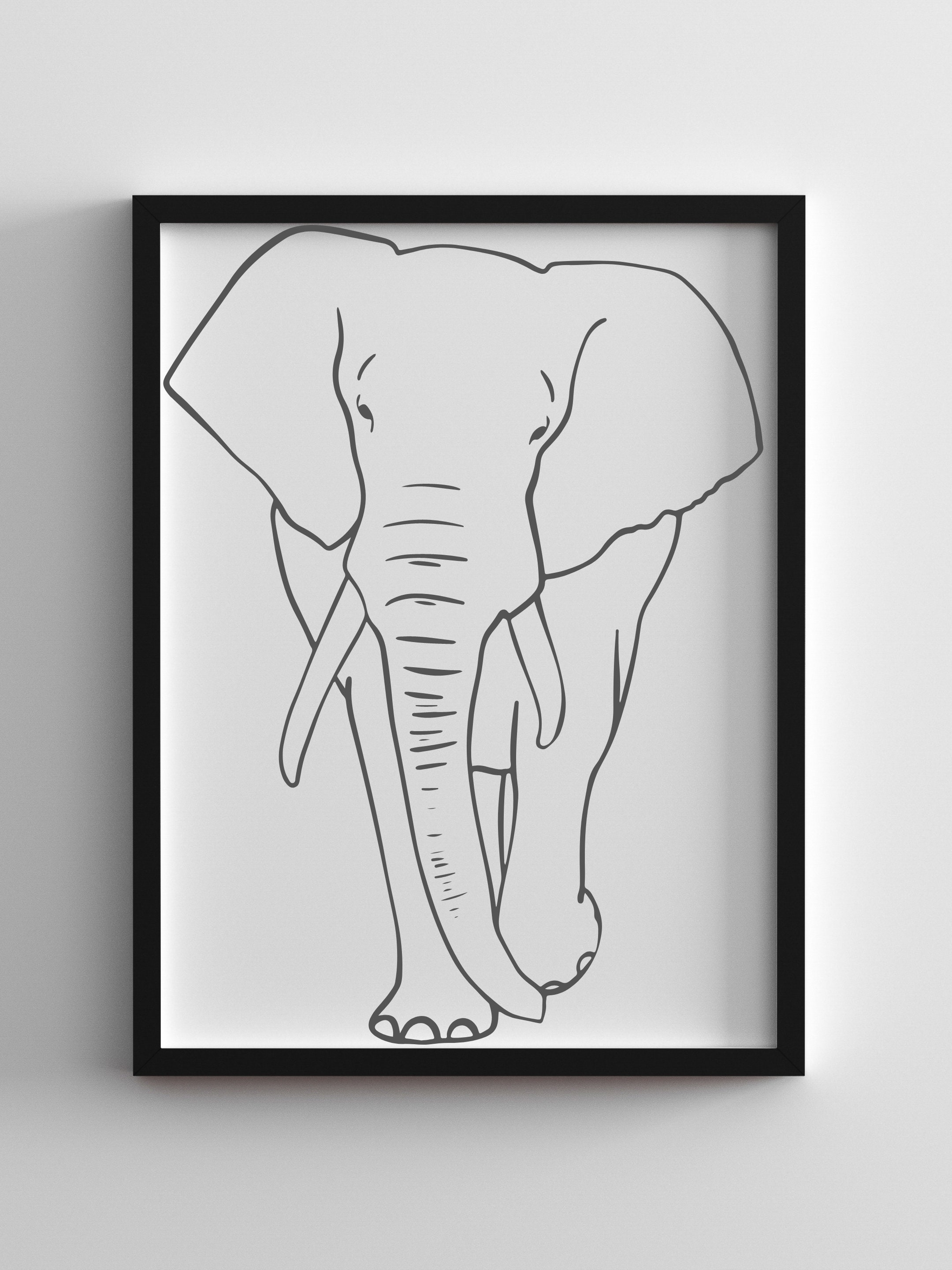 Elephant One Line Art, Single Line Art, Elephant Digital Wall Art ...