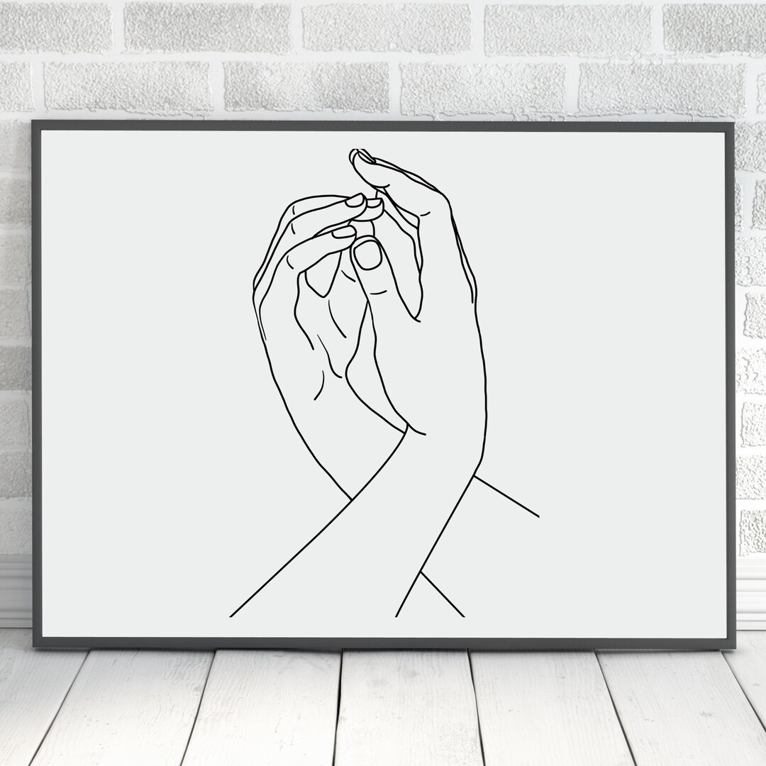 Lovers Hands One Line Art Single Line Wall Art Pinky Finger - Etsy