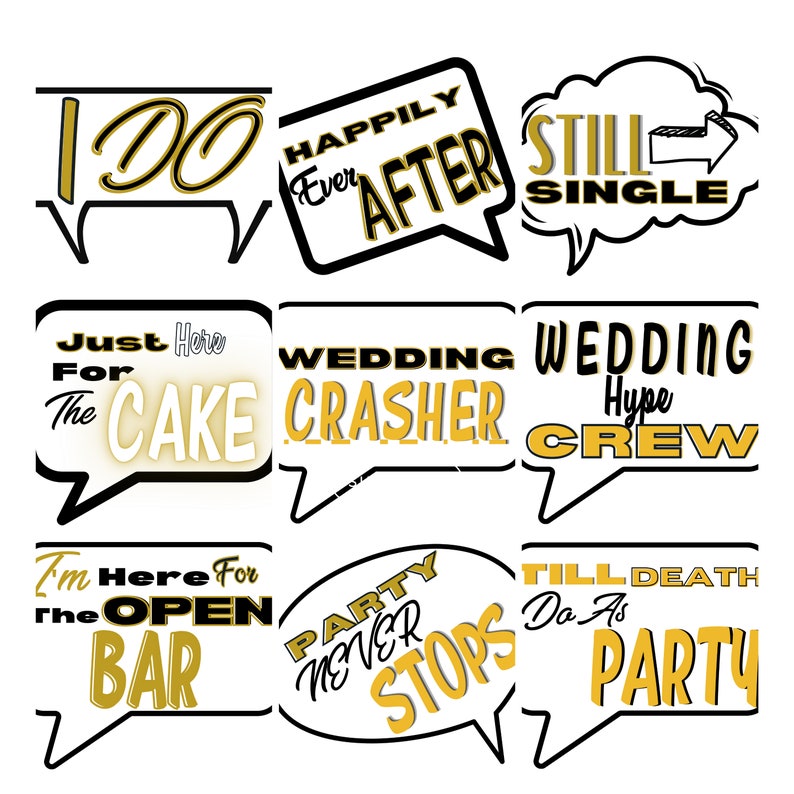 31 Wedding Photobooth Props Printable Props 360 Photobooth Props Black ...
