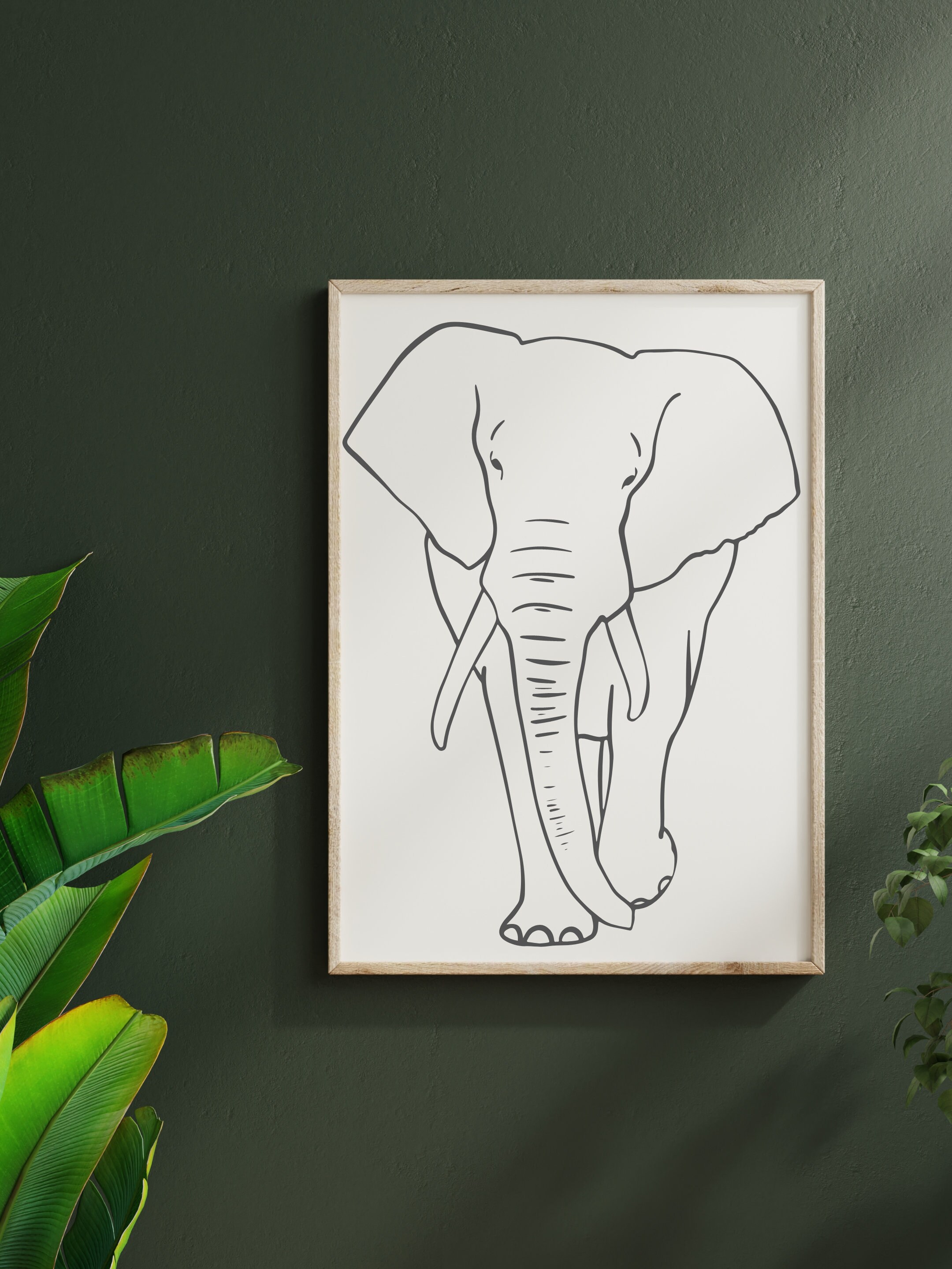Elephant One Line Art, Single Line Art, Elephant Digital Wall Art ...
