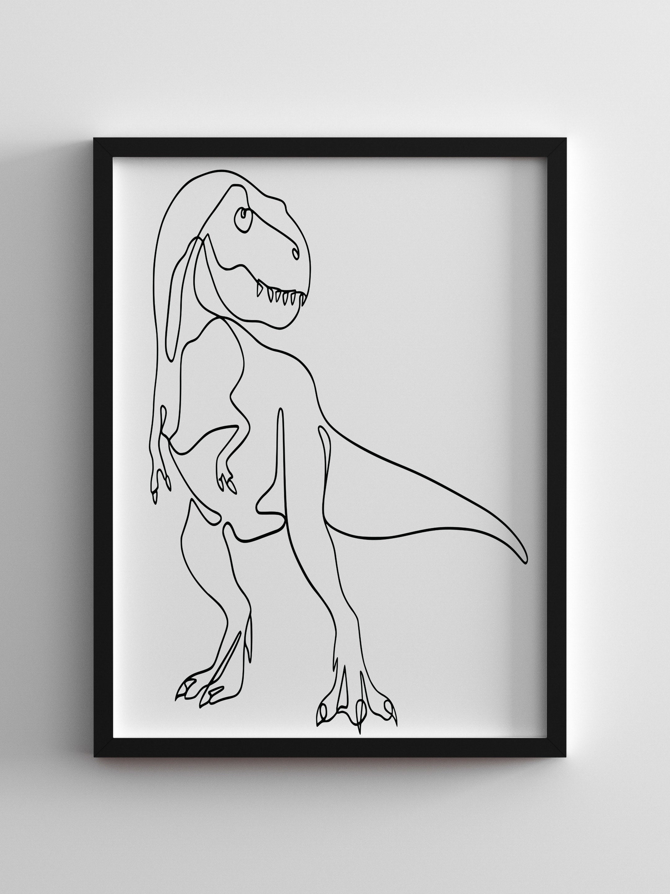 T-rex One Line Art, T-rex Single Line Art, Dinosaur Digital Wall Art ...