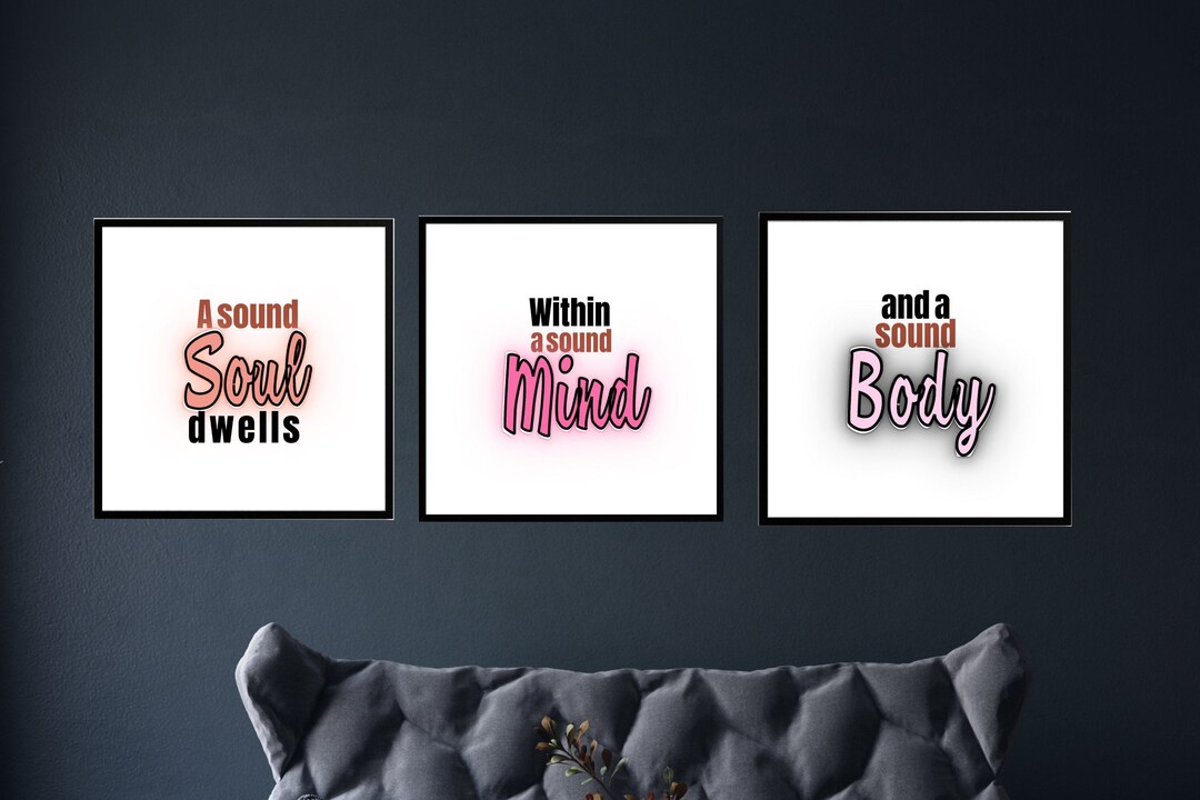 Wall Art Set of 3 Positive Vibe Posters, 3 Piece Wall Art Set, Colorful ...