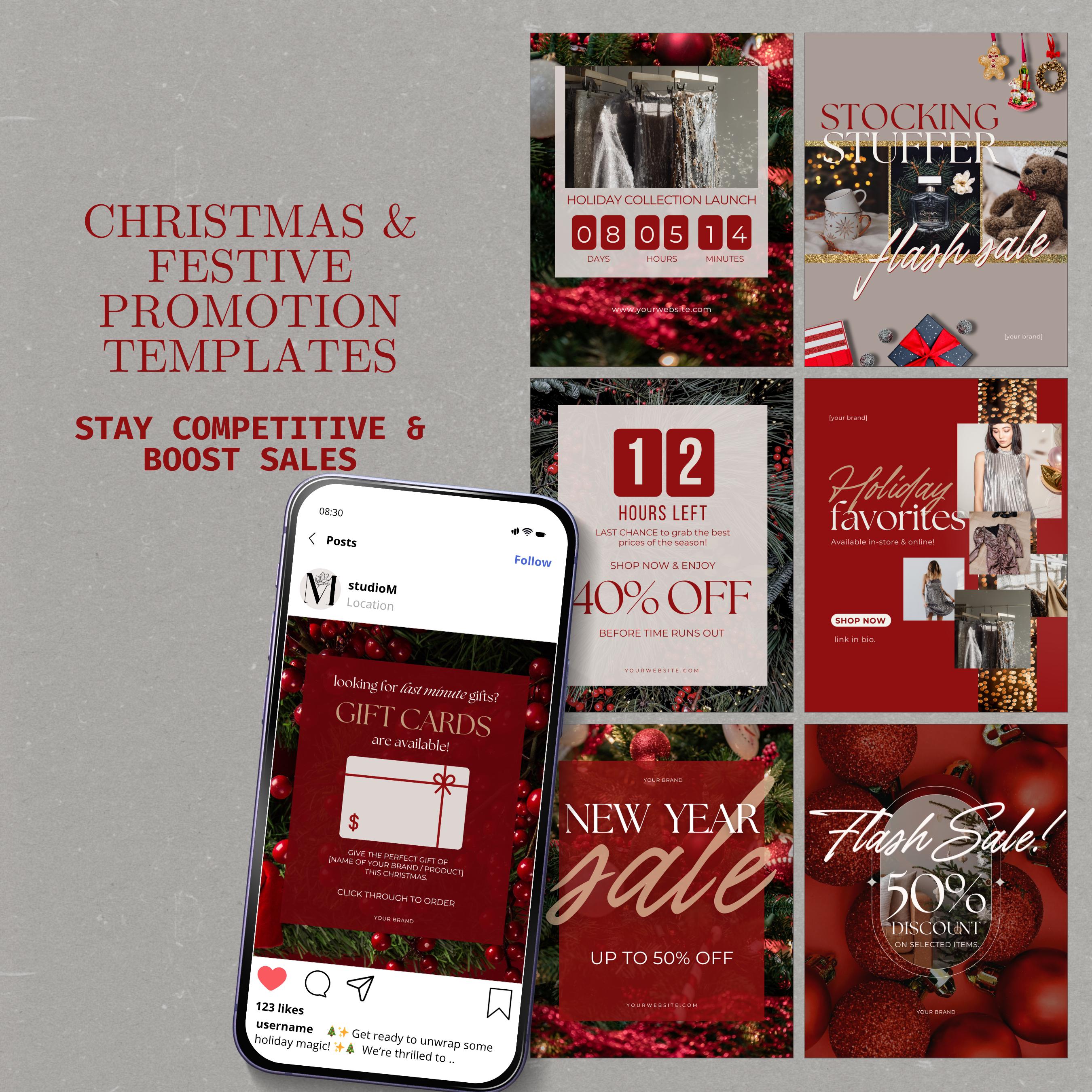 Christmas Instagram Templates, Canva Holiday Social Media Templates ...