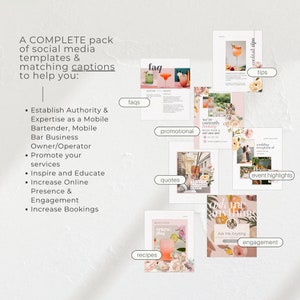 Mobile Bar Instagram Templates, Bar Tender Social Media Template, Canva ...