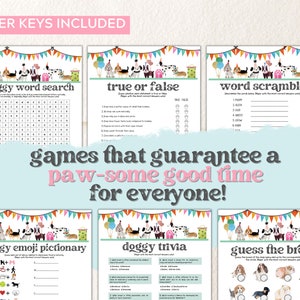 Dog Birthday Party Games Printable Puppy Party Games Puppy Shower Games ...
