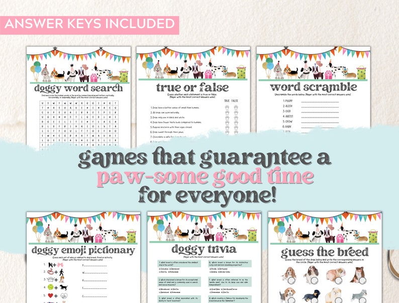 Dog Birthday Party Games Printable Puppy Party Games Puppy - Etsy