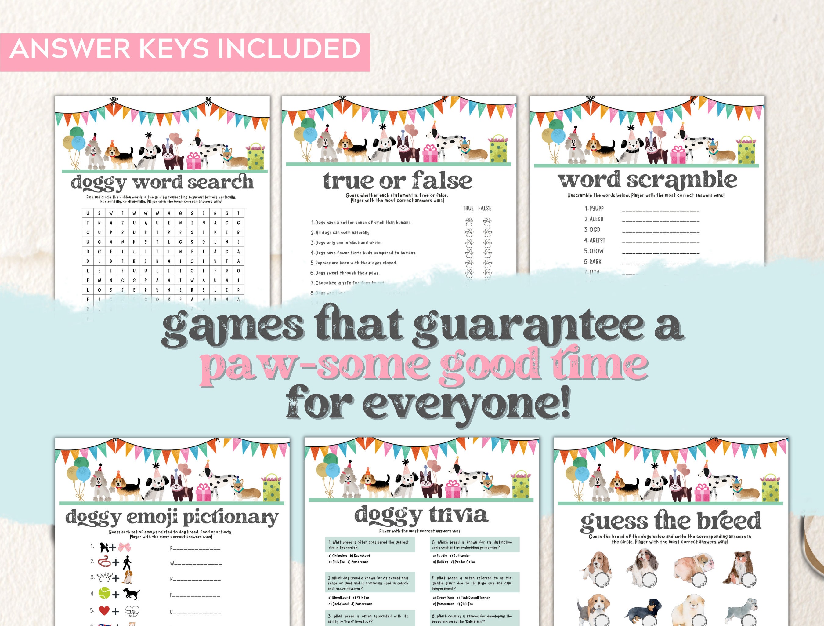 Dog Birthday Party Games Printable Puppy Party Games Puppy - Etsy Canada