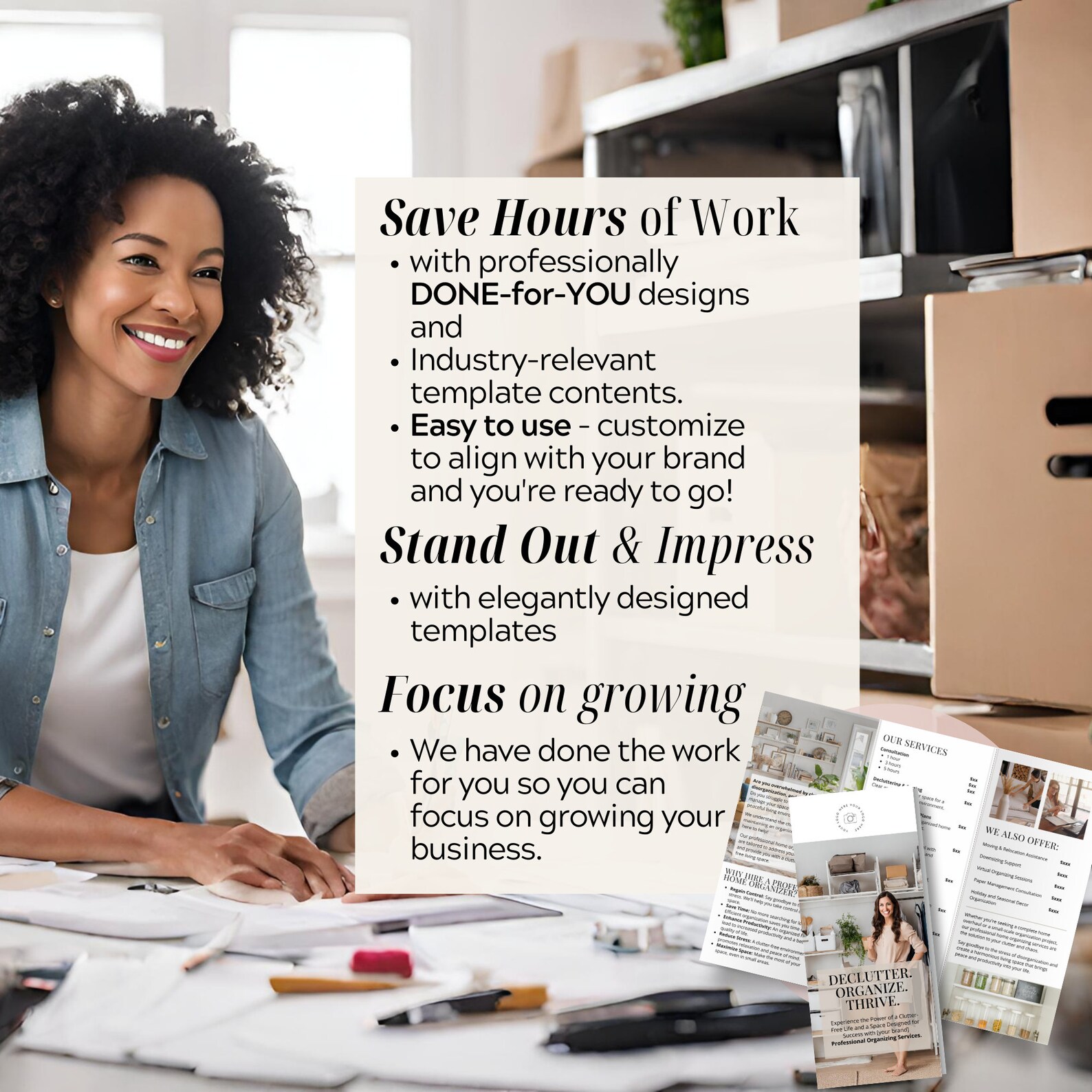 Professional Organizer Trifold Brochure, Canva Brochure Template ...
