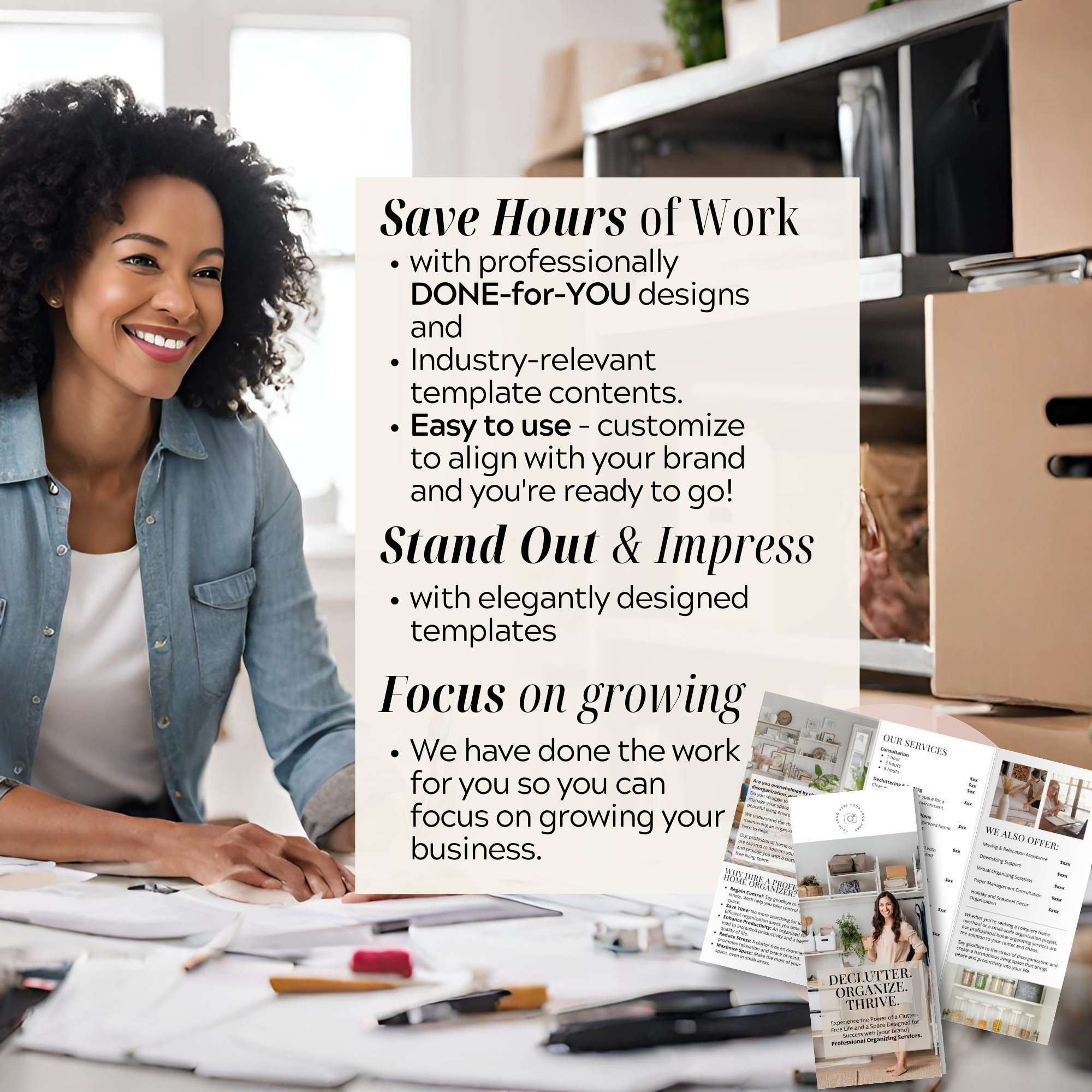 Professional Organizer Trifold Brochure, Canva Brochure Template ...