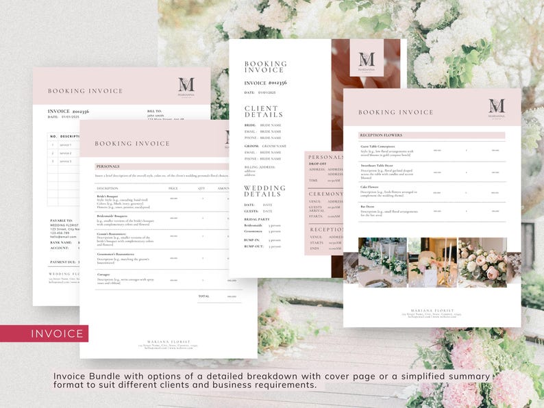 Wedding Florist Contract Template, Editable Canva Template, Flower ...