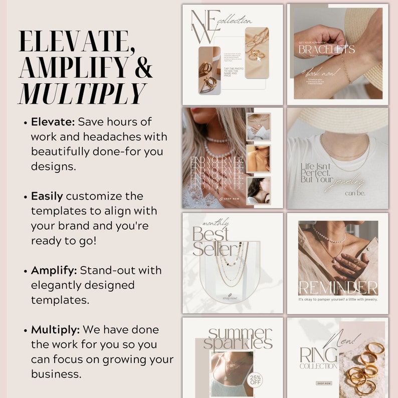 Editable Permanent Jewelry Social Media Posts Canva Instagram Templates ...